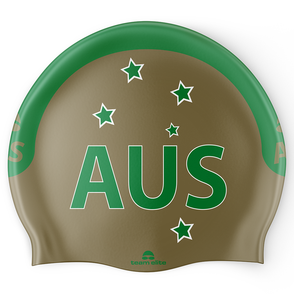 AUS Swim Cap - Gold/Green – Team Elite