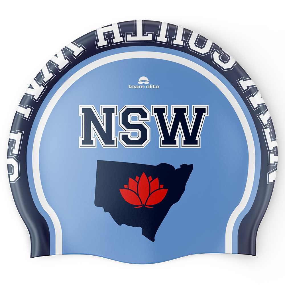 NSW Swim Cap - Blue/Red – Team Elite